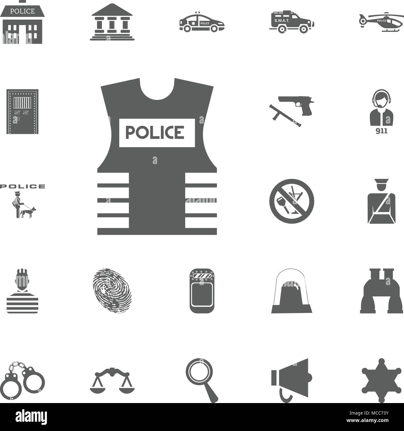 Police life vest icon. Police and juctice vector icon set Stock Vector ...