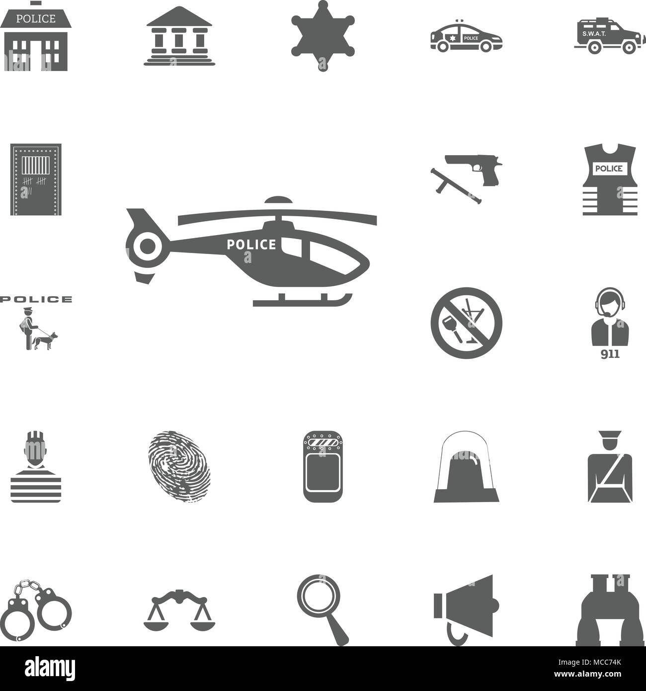 Police helicopter icon. Police and juctice vector icon set Stock Vector ...