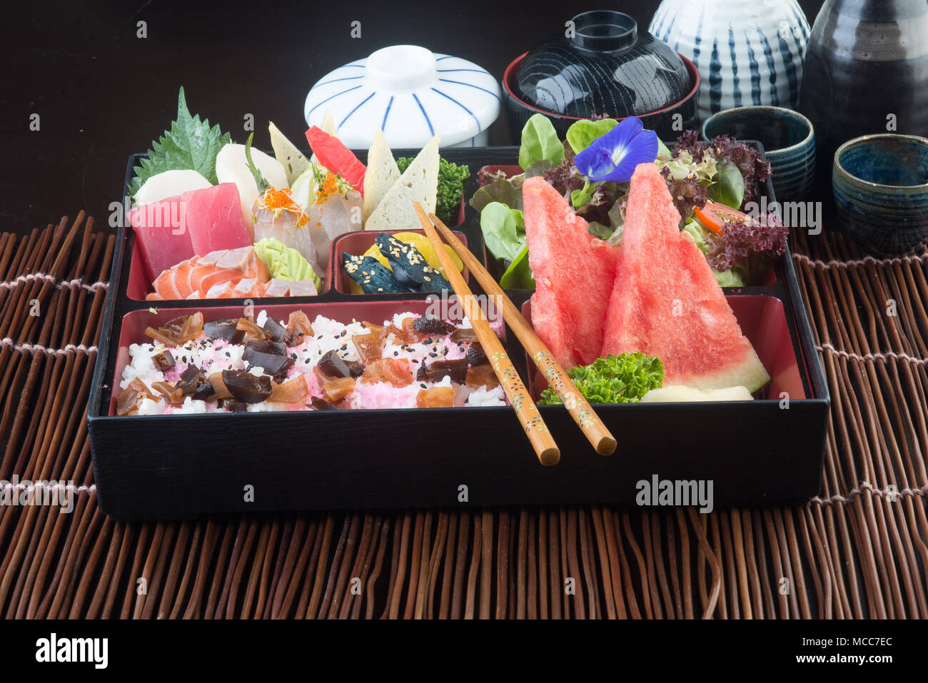 japanese cuisine. lunch box set on a background Stock Photo - Alamy