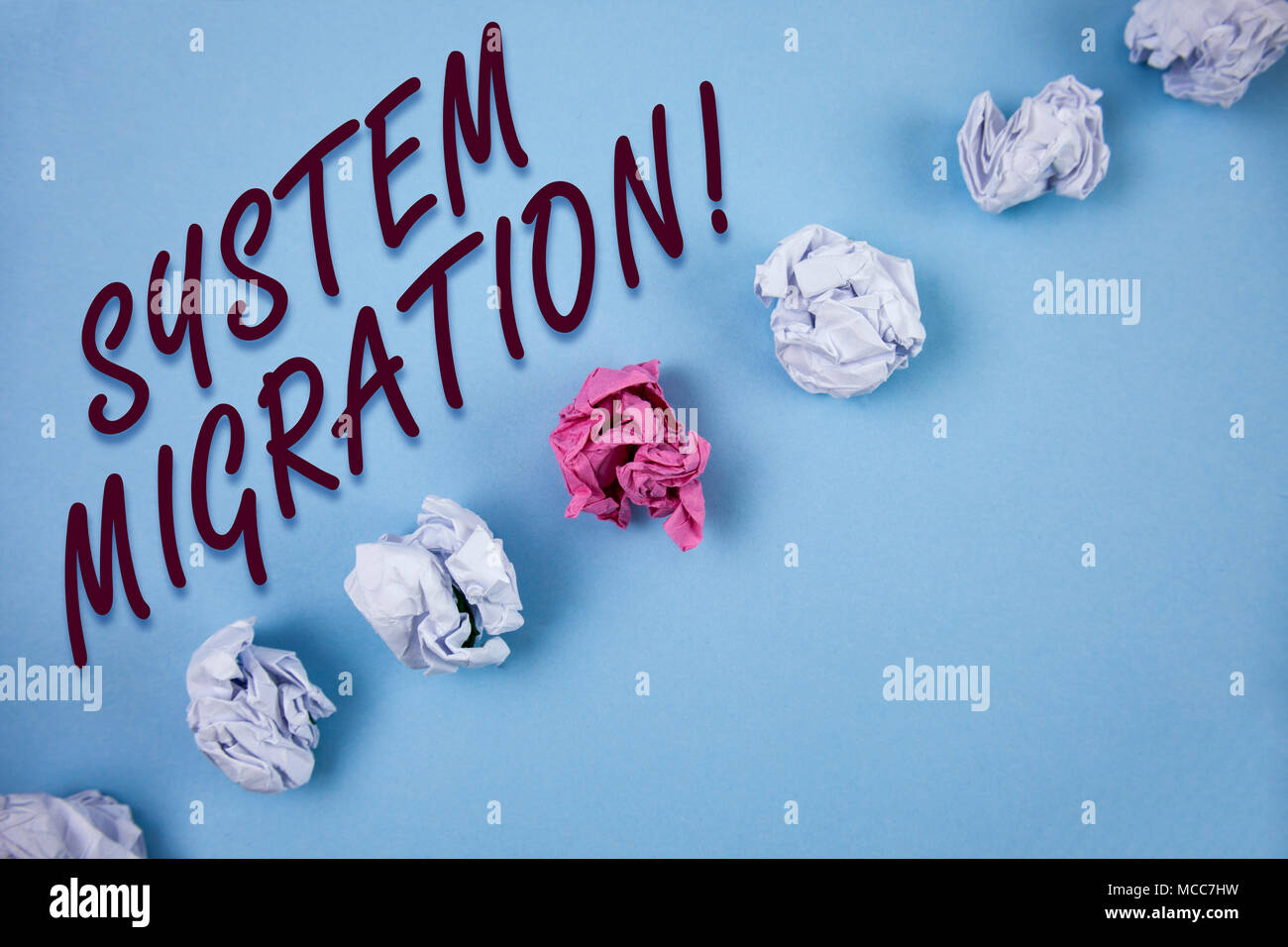 Handwriting text writing System Migration Motivational Call. Concept ...