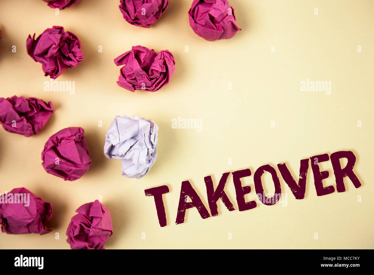 Writing note showing Takeover. Business photo showcasing Assuming ...