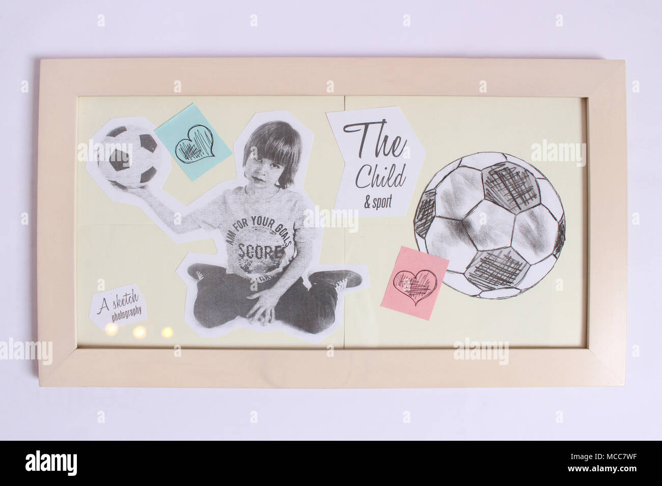 Soccer ball football with shoes collage Stock Photo - Alamy