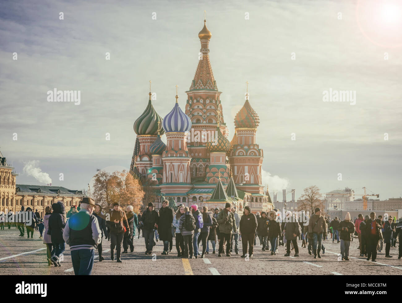 Moscow, Russia - November 02, 2017. People walking on Red Square in ...