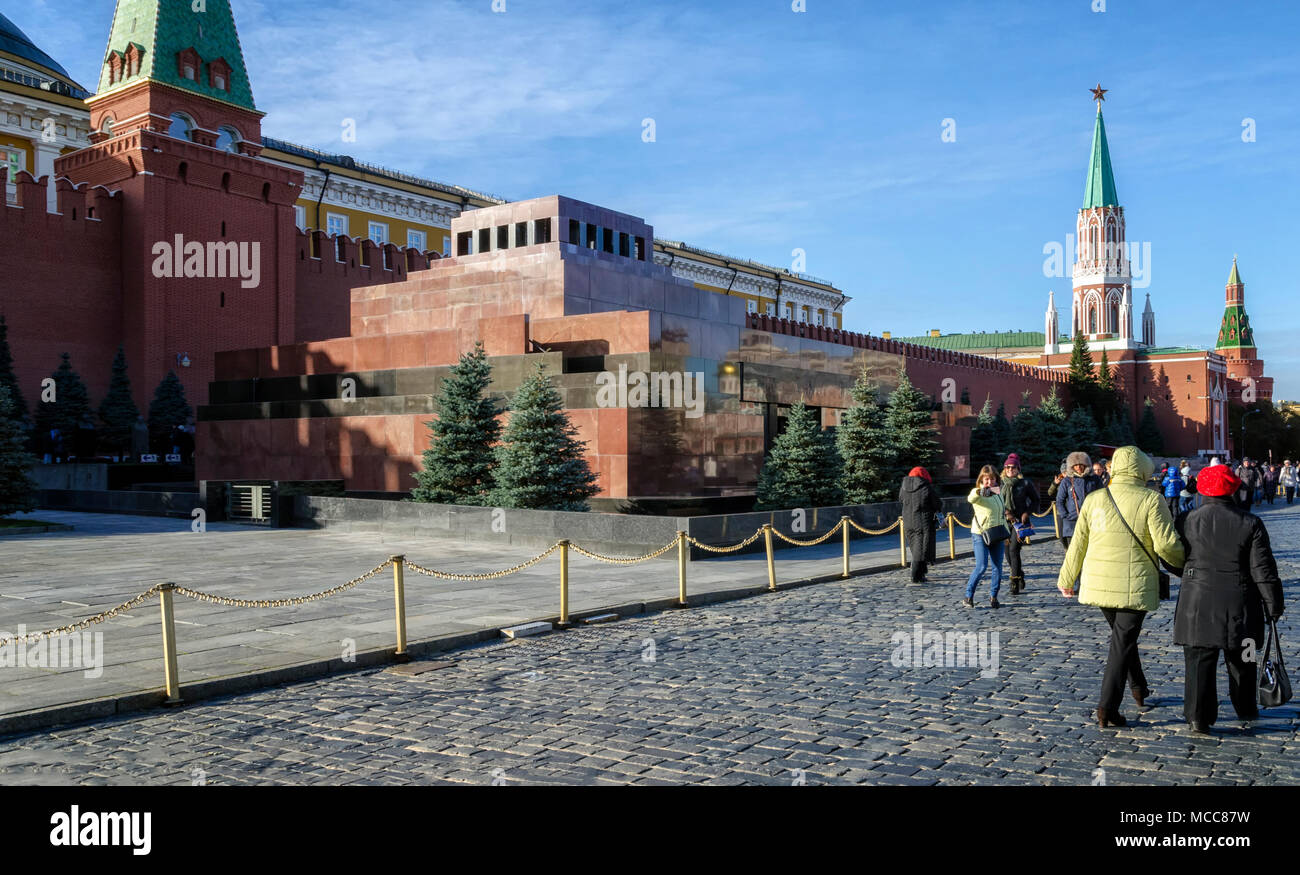 MOSCOW, Russia - November 02, 2017: The mausoleum with Lenin's body on ...