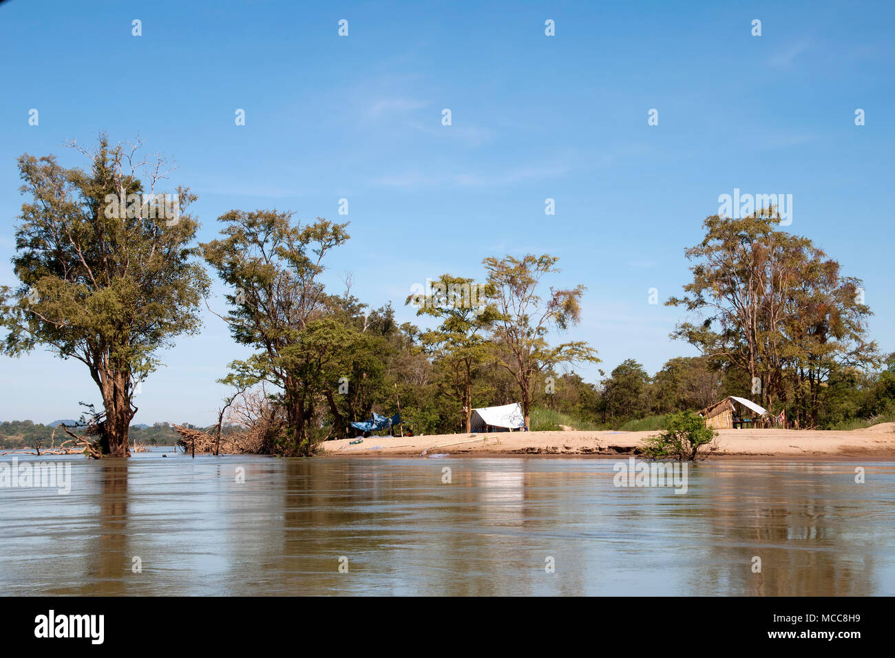 Stung Treng Cambodia, fishing camp in the flooded forest on the Mekong ...