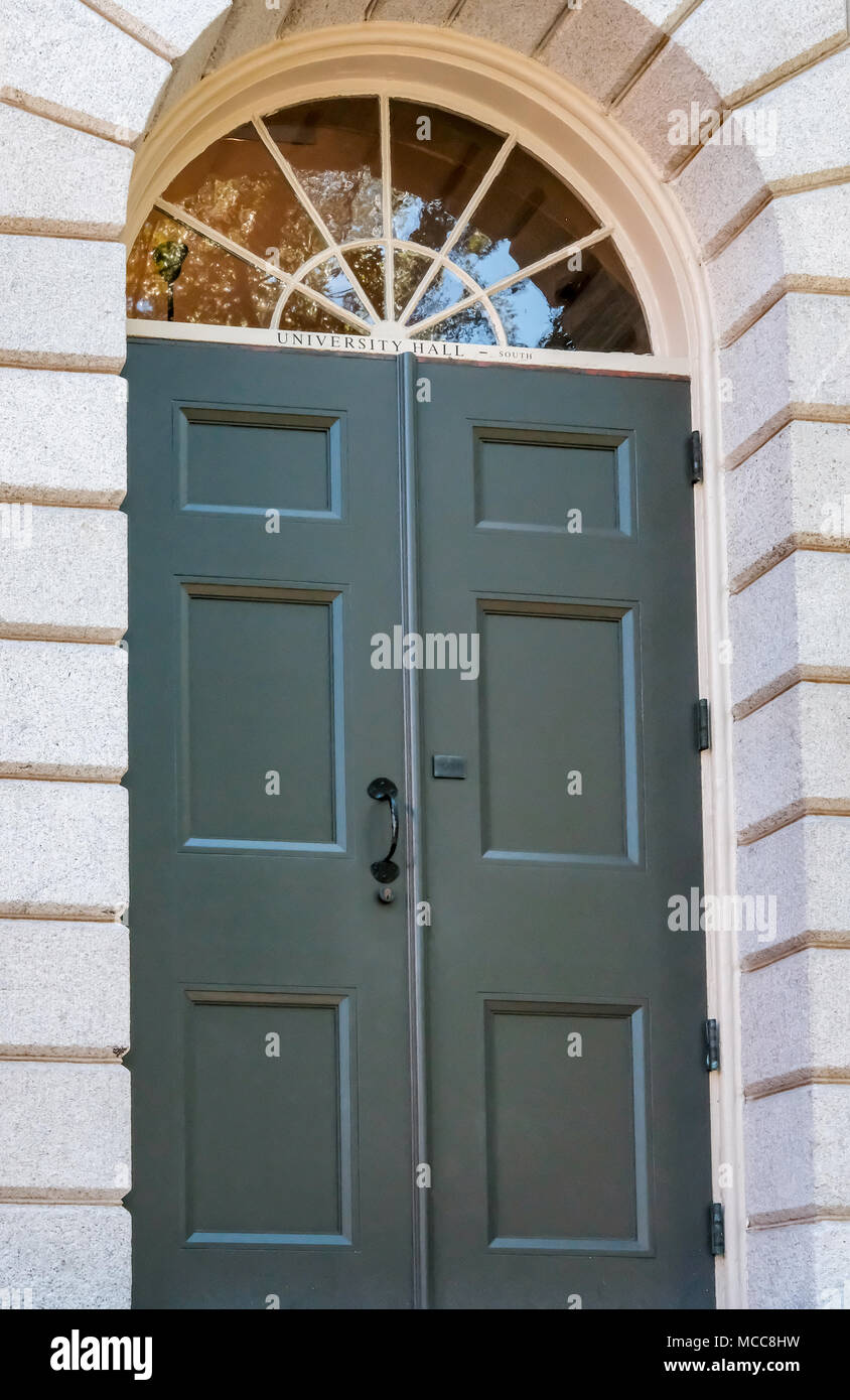 External view of a locked entrance to one of the campus Library's at ...