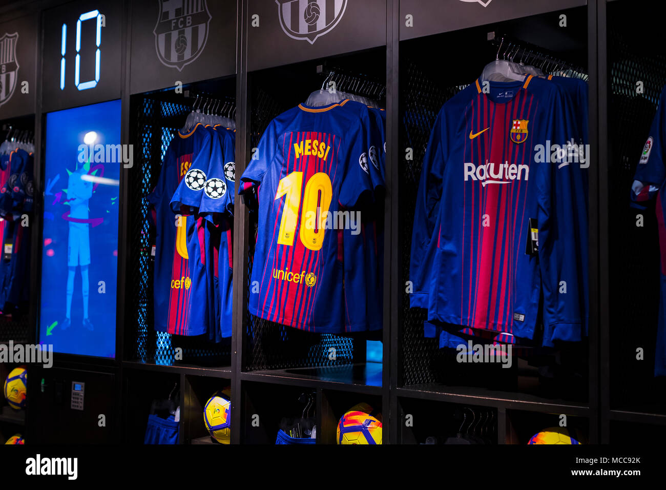 BARCELONA, SPAIN - 12 JANUARY 2018: Official Store FC Barcelona ...