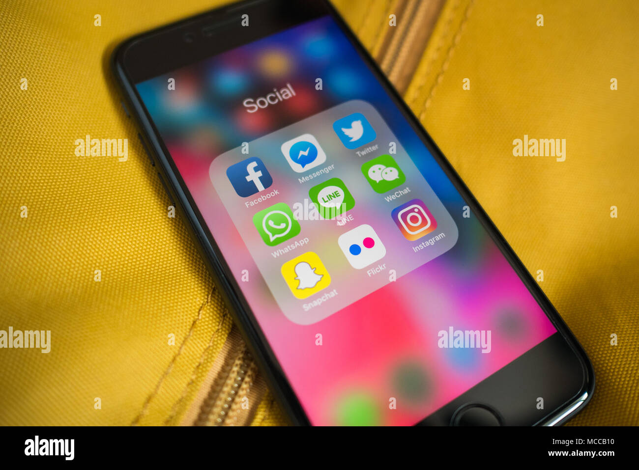 Bangkok, Thailand - March 20, 2018 : Apple iPhone 7 showing its screen ...