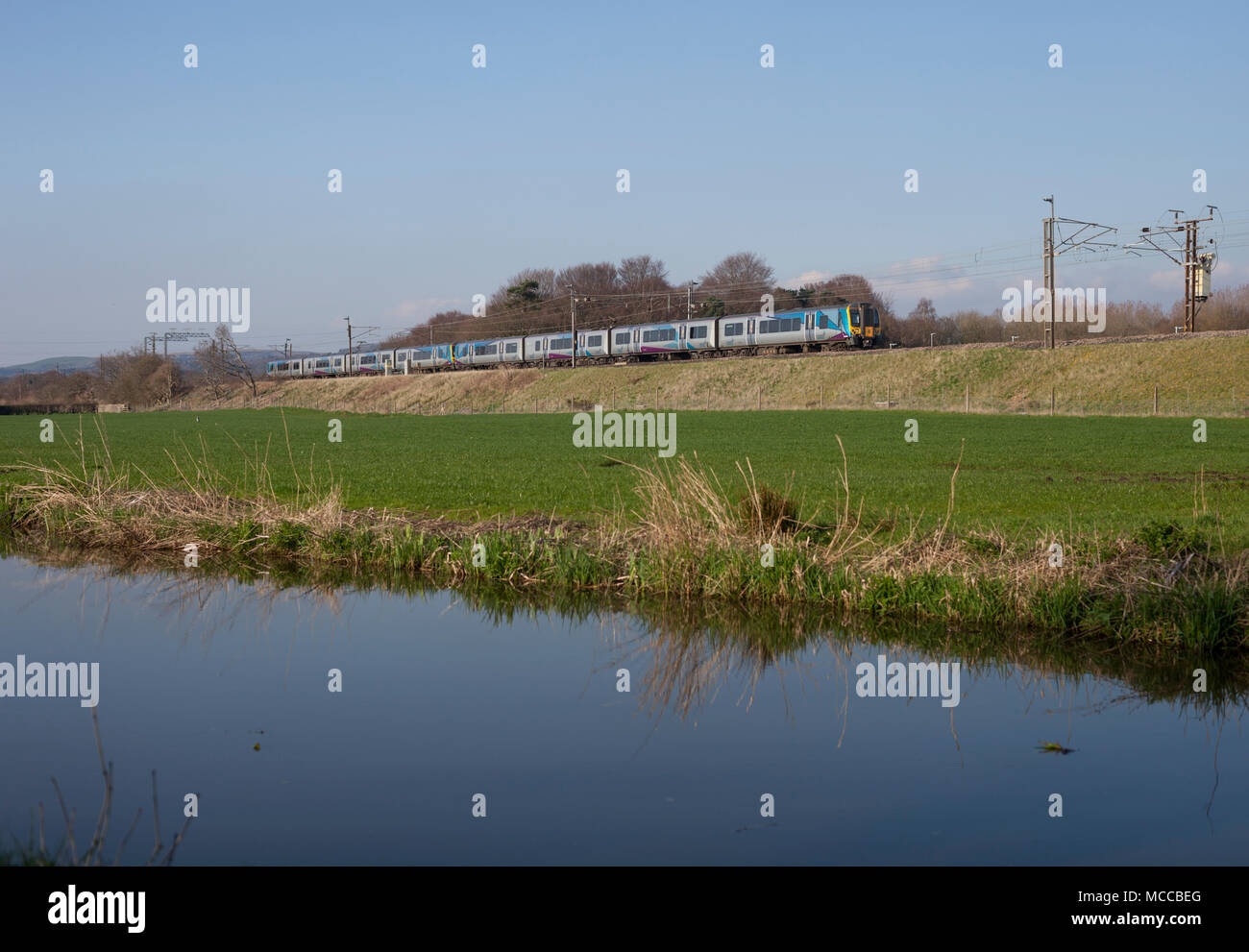 2 Transpennine express class 350 electric trains on the west coast main ...