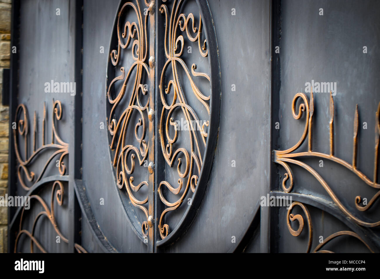 decorative parts of metal gates, elements of hand forging Stock Photo ...