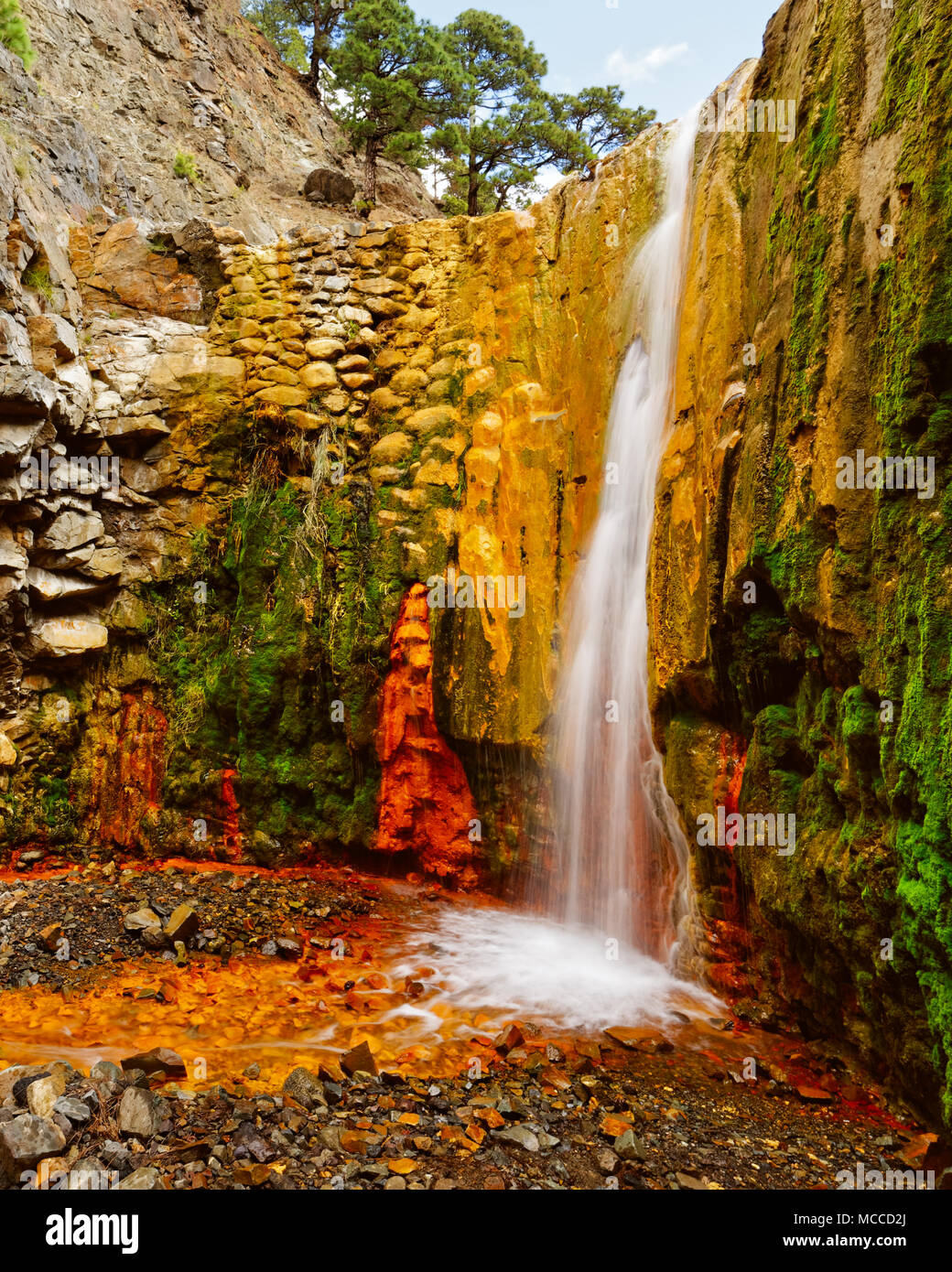 Cascada de Colores - Picturesque dam for rainwater in a volcanic crater ...