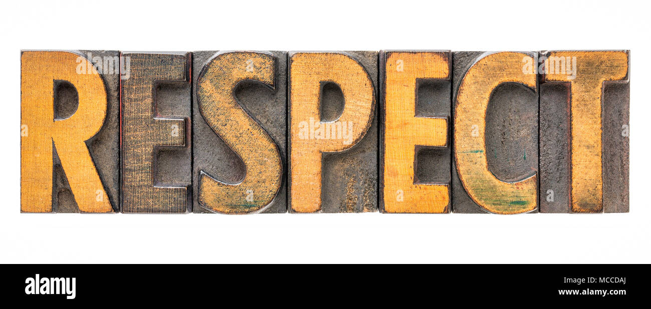 respect - isolated word in vintage letterpress wood type Stock Photo ...