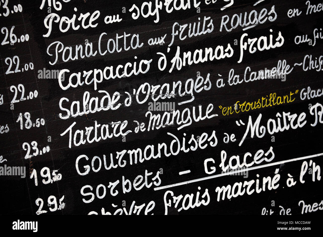 French menu outside restaurant paris hi-res stock photography and ...