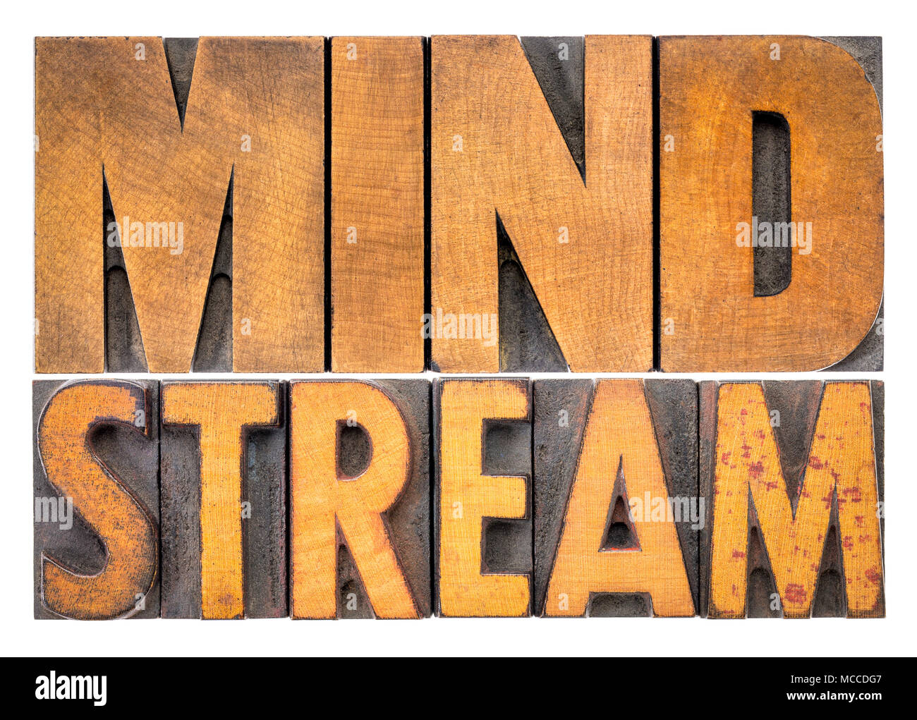 mind stream - isolated word abstract in vintage letterpress wood type ...