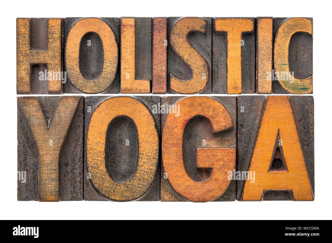 holistic yoga word abstract - isolated text in letterpress wood type ...