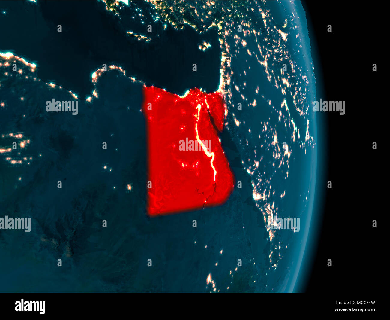 Highlighted satellite image of egypt hi-res stock photography and ...