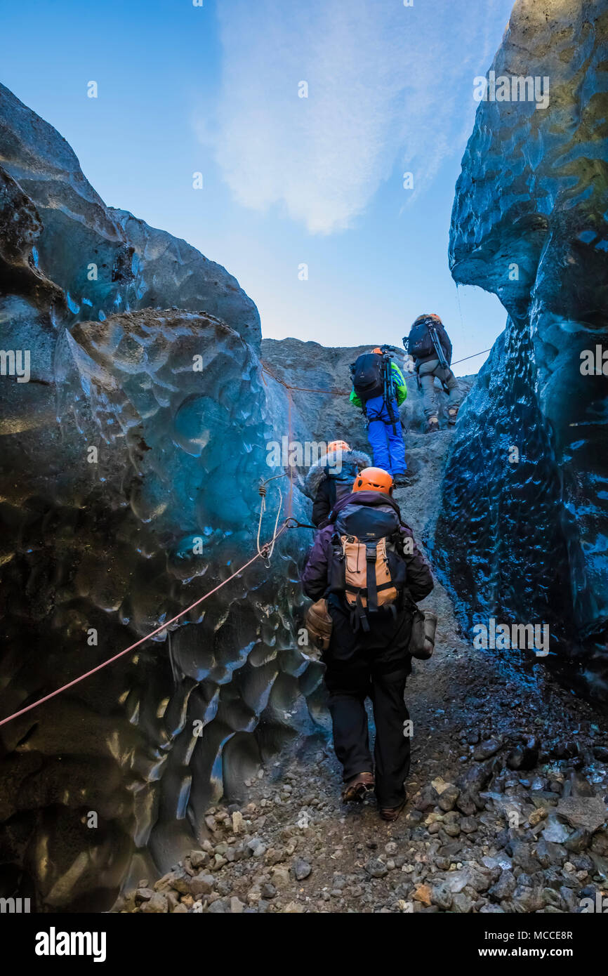 Ice cave tour of caves and crevasses in Svinafellsjökull, a valley ...