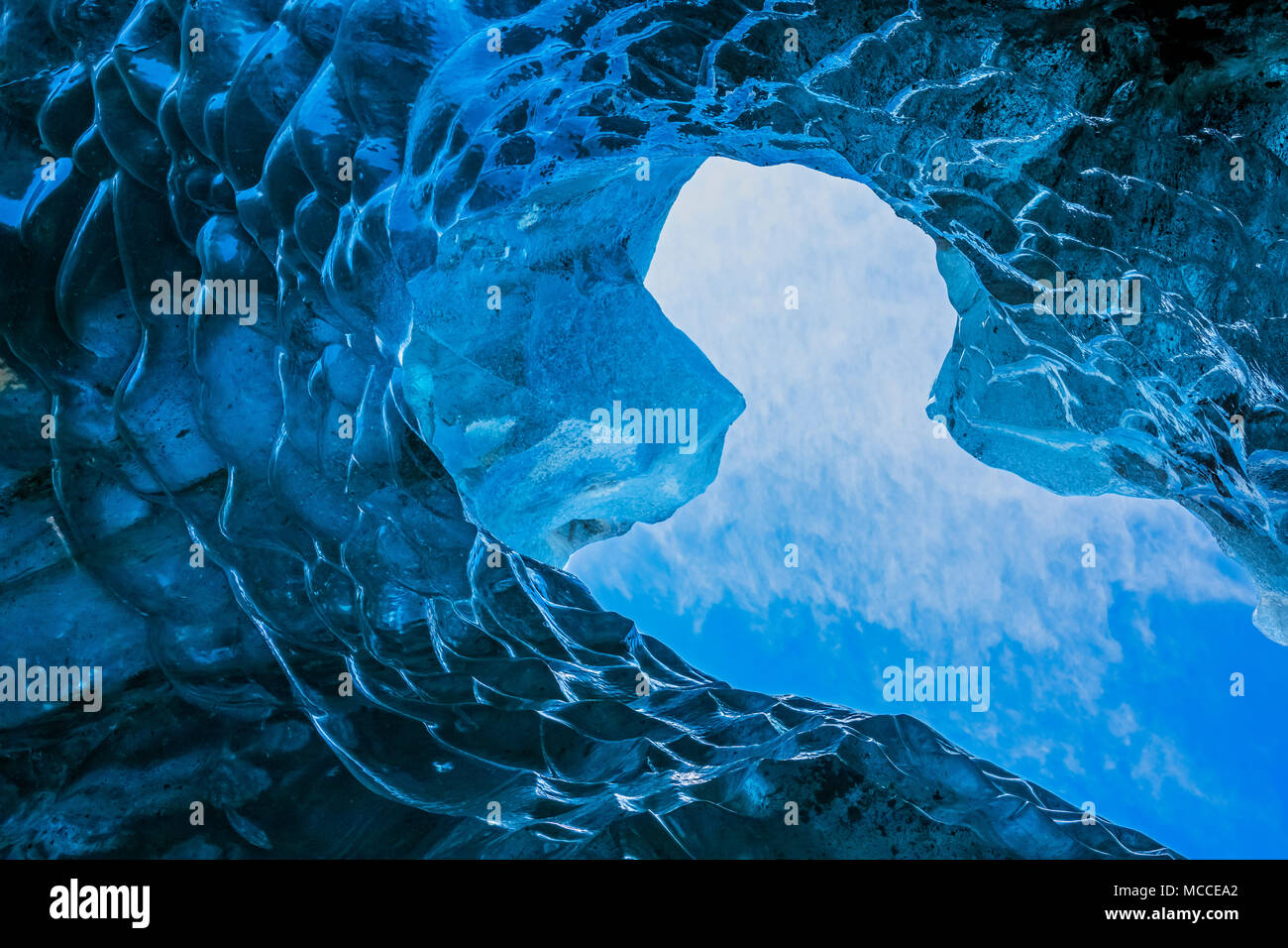 Spectacular Ice formations viewed during ice cave tour in ...