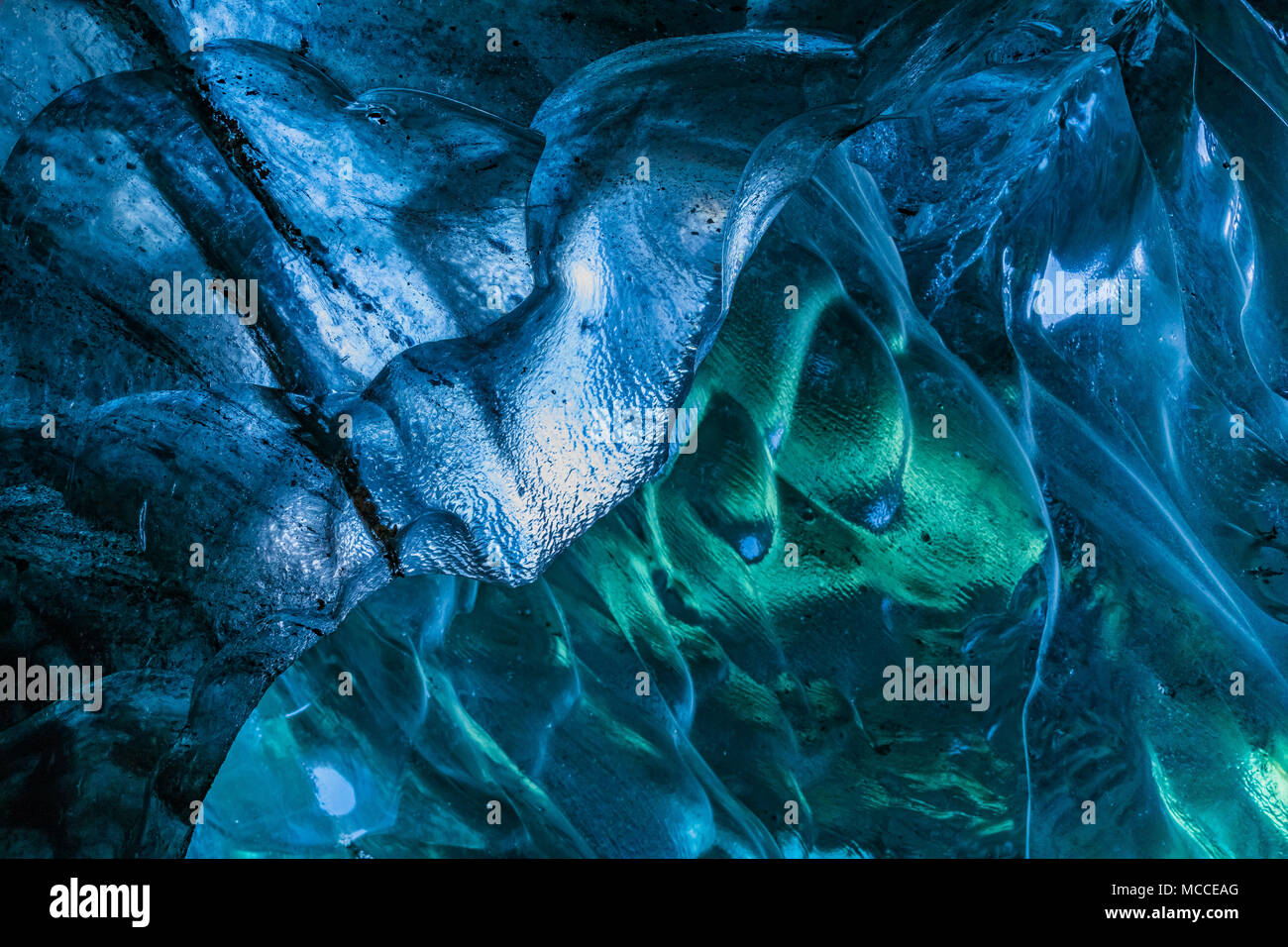 Spectacular Ice formations viewed during ice cave tour in ...