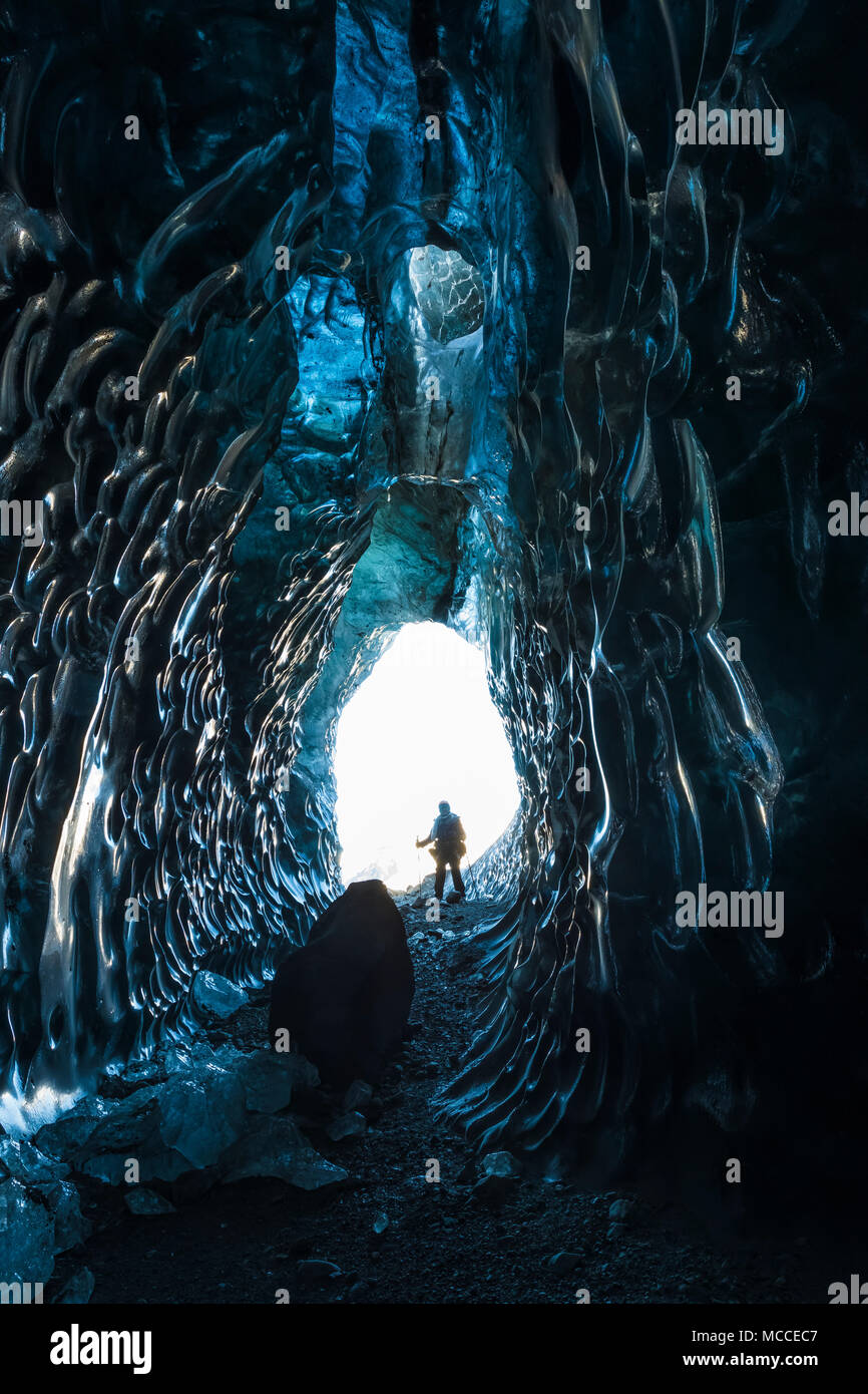 Spectacular Ice formations viewed during ice cave tour in ...
