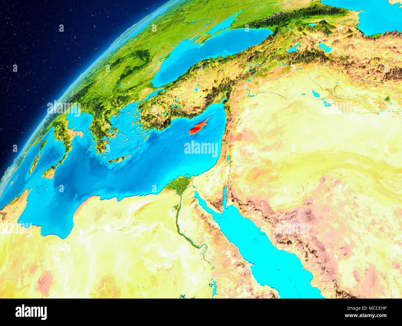 Highlighted satellite image of cyprus hi-res stock photography and ...