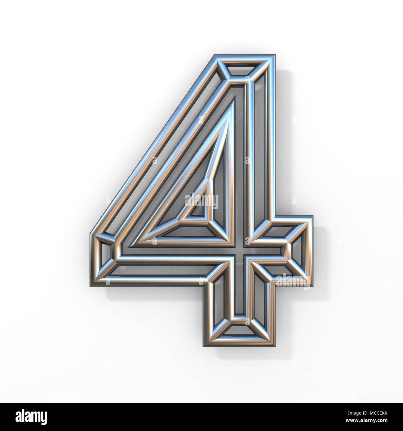 Wire outline font number 4 FOUR 3D rendering illustration isolated on ...