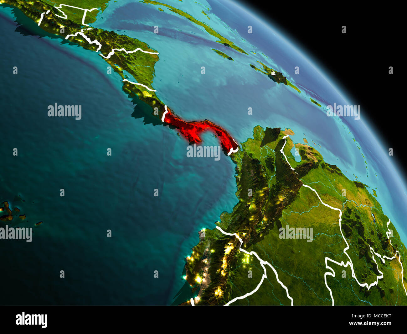 Panama map borders cities hi-res stock photography and images - Alamy