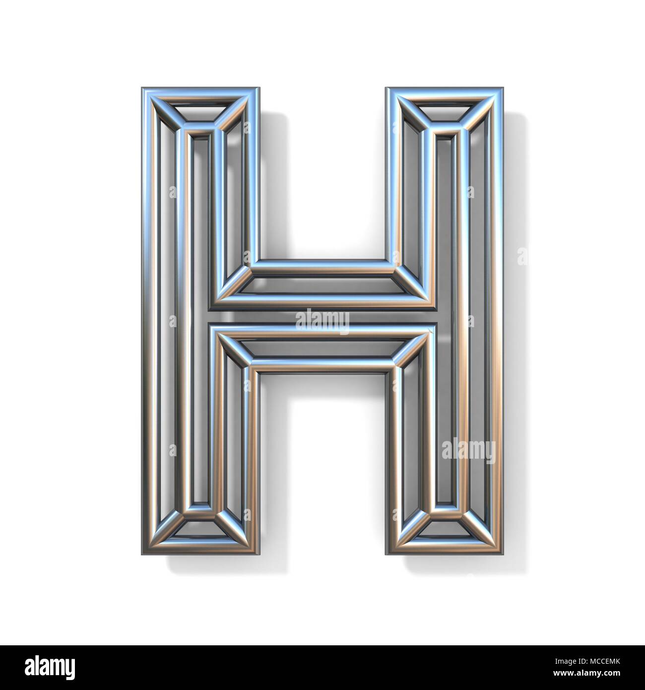 Wire outline font letter H 3D rendering illustration isolated on white ...