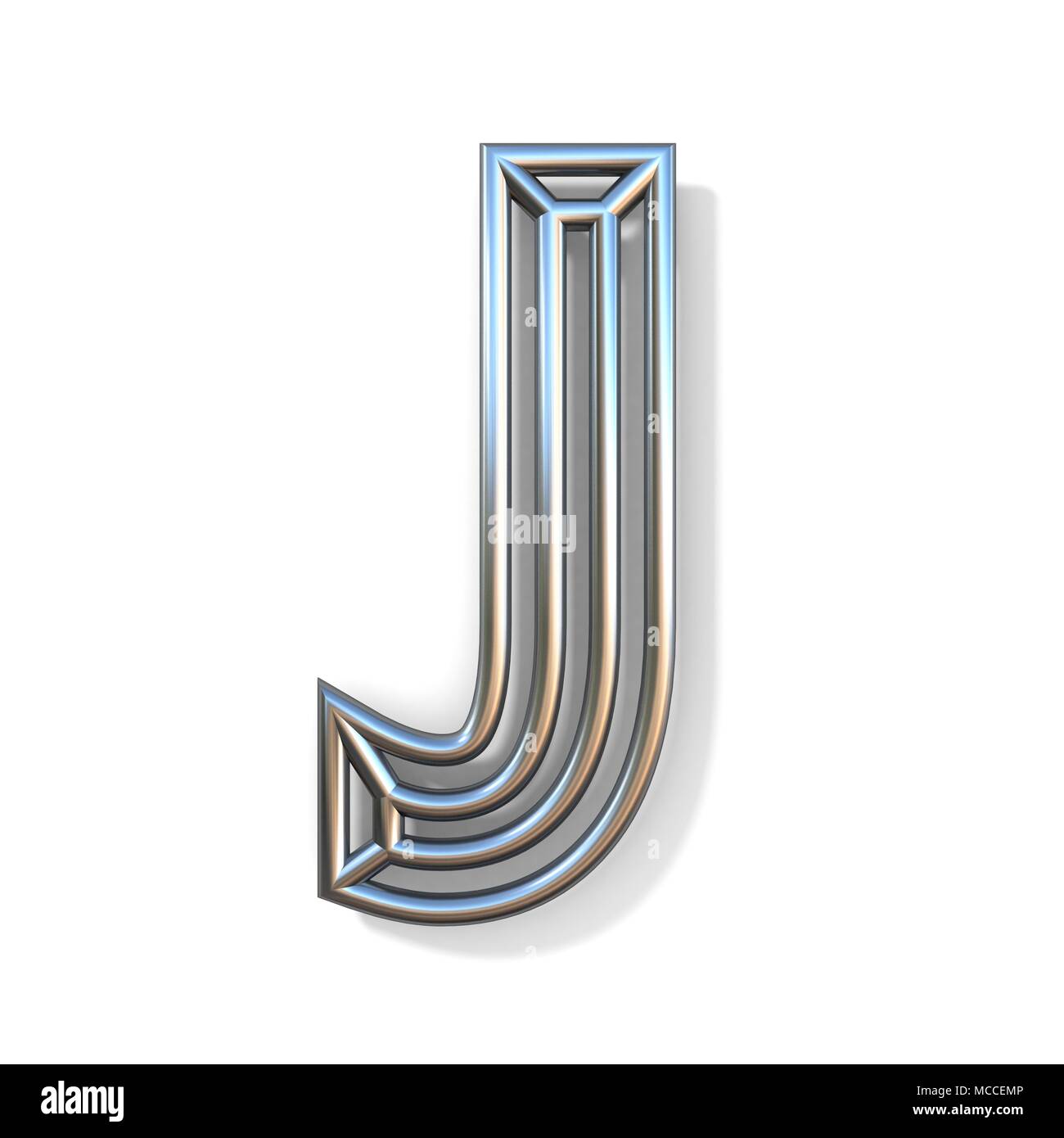 Wire outline font letter J 3D rendering illustration isolated on white ...