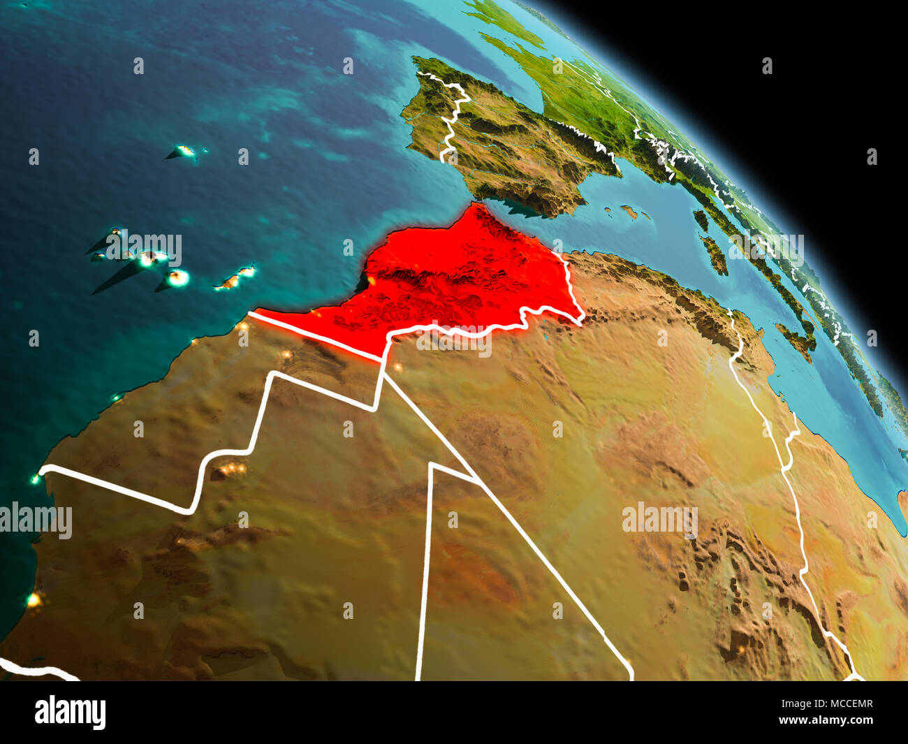 Highlighted satellite image of morocco hi-res stock photography and ...