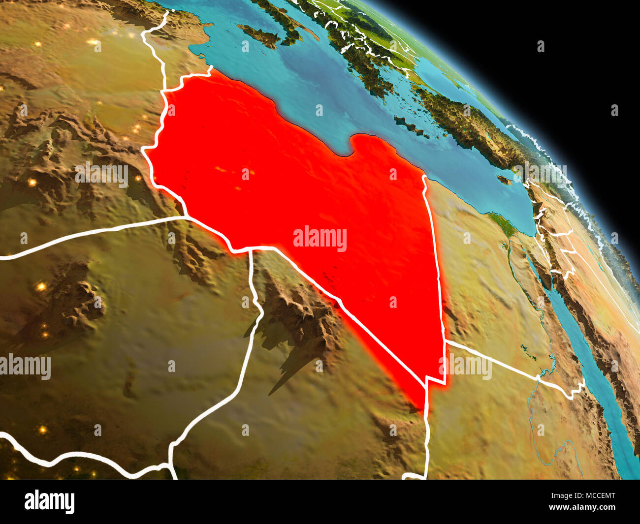 Highlighted satellite image of libya hi-res stock photography and ...