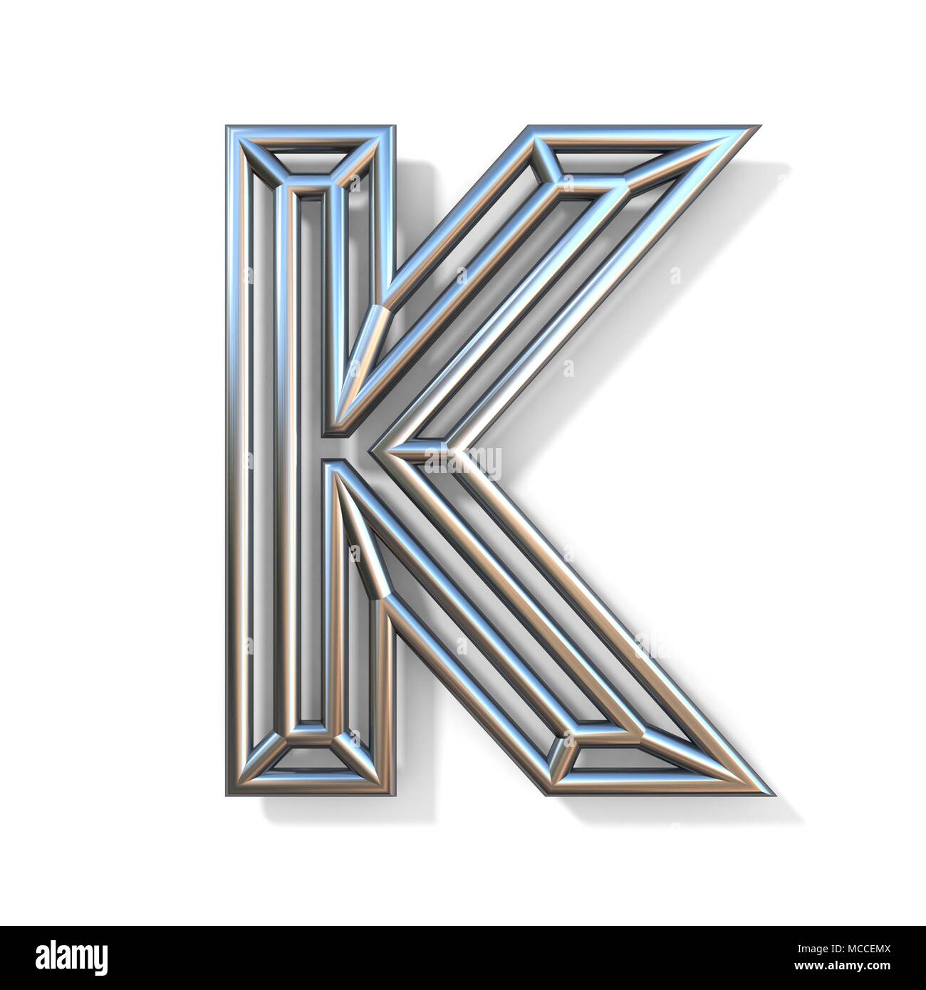 Wire outline font letter K 3D rendering illustration isolated on white ...