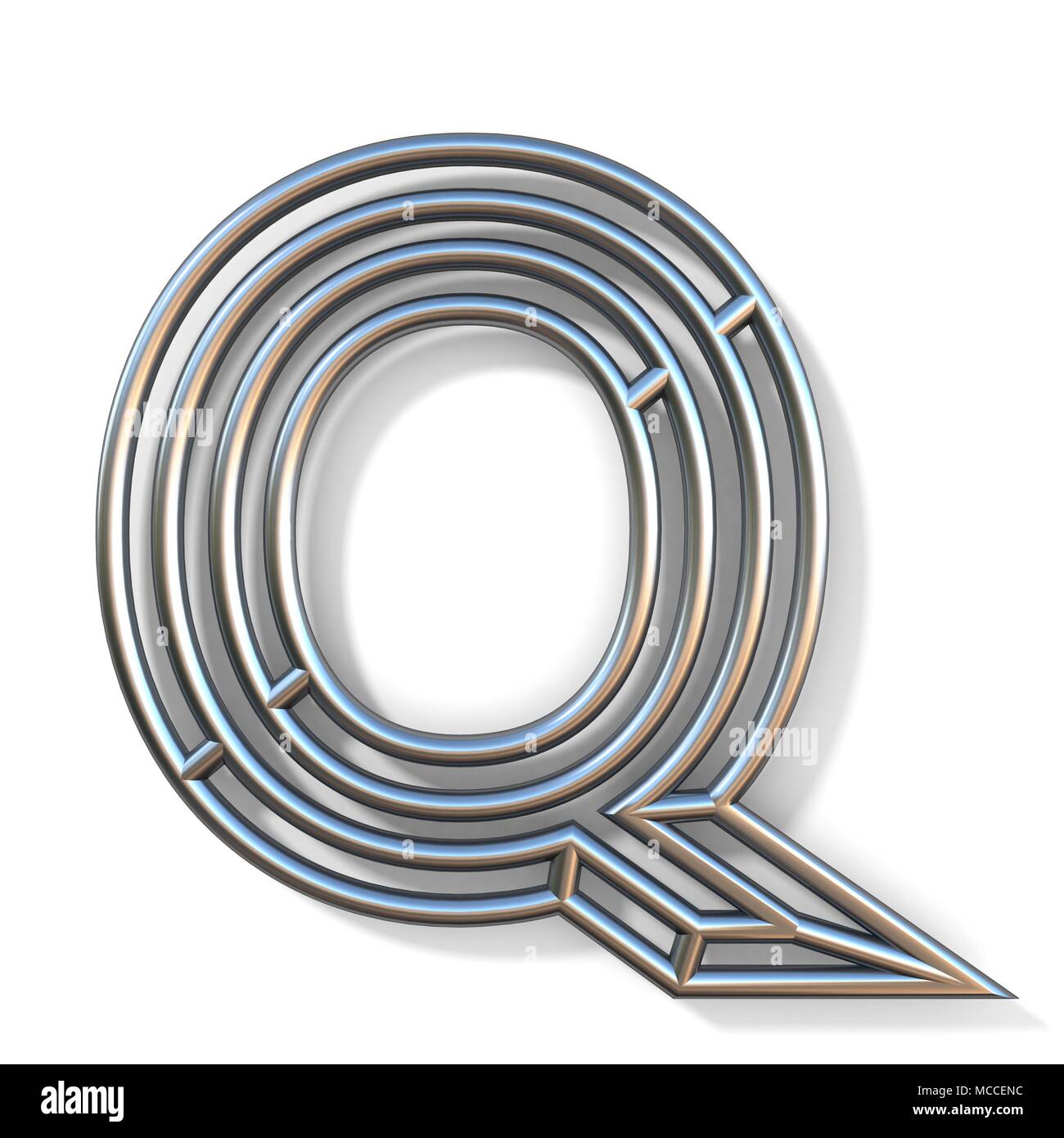 Wire outline font letter Q 3D rendering illustration isolated on white ...