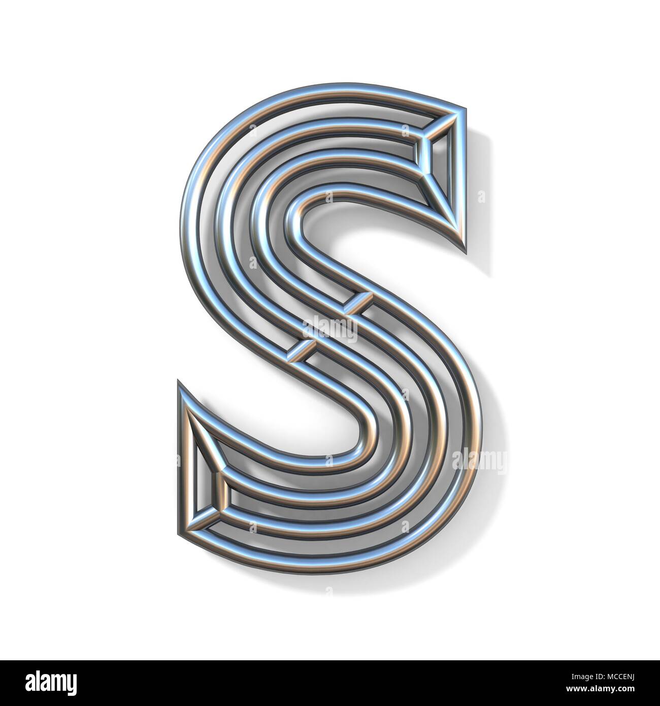 Wire outline font letter S 3D rendering illustration isolated on white ...
