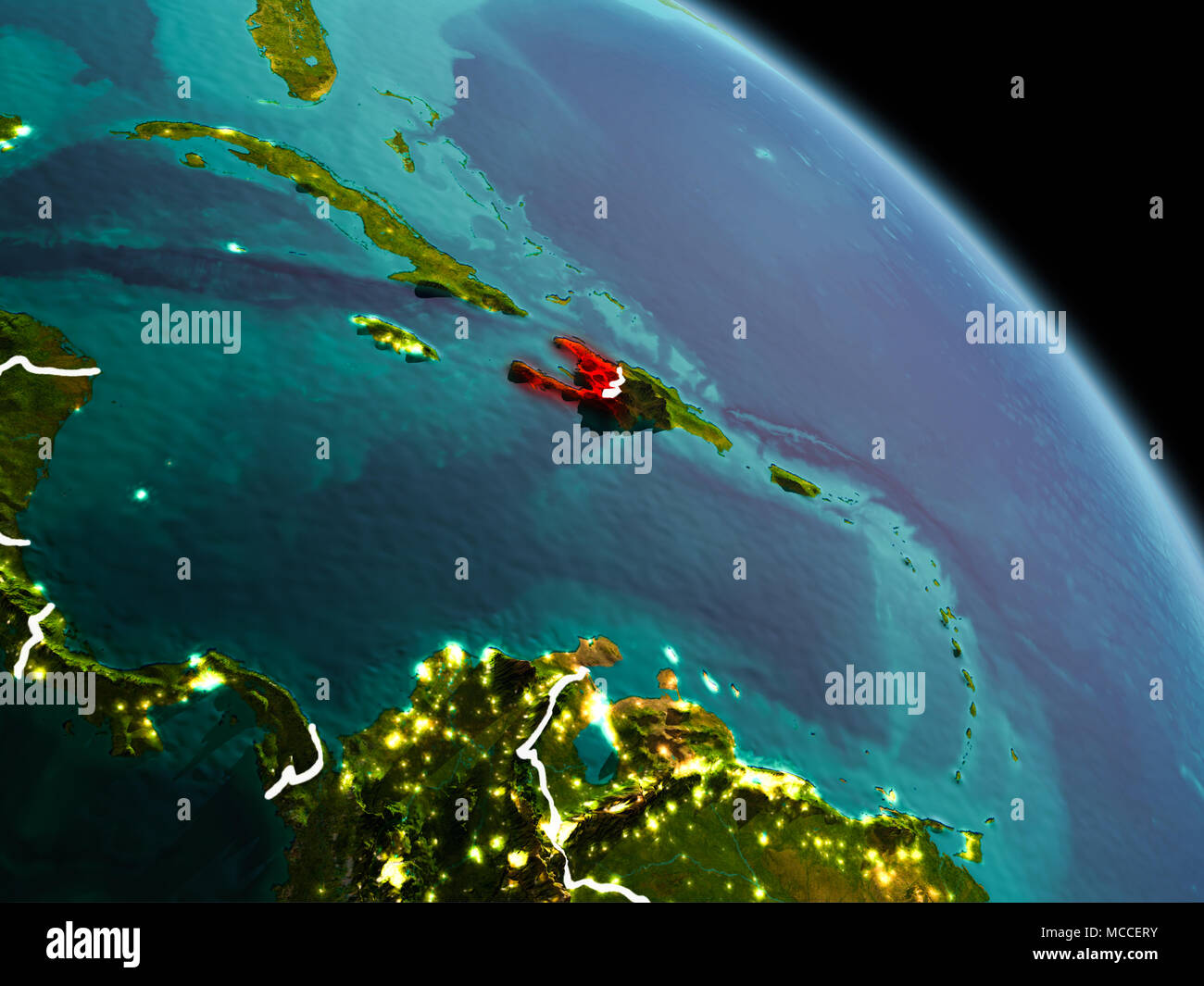 Highlighted satellite image of haiti hi-res stock photography and ...