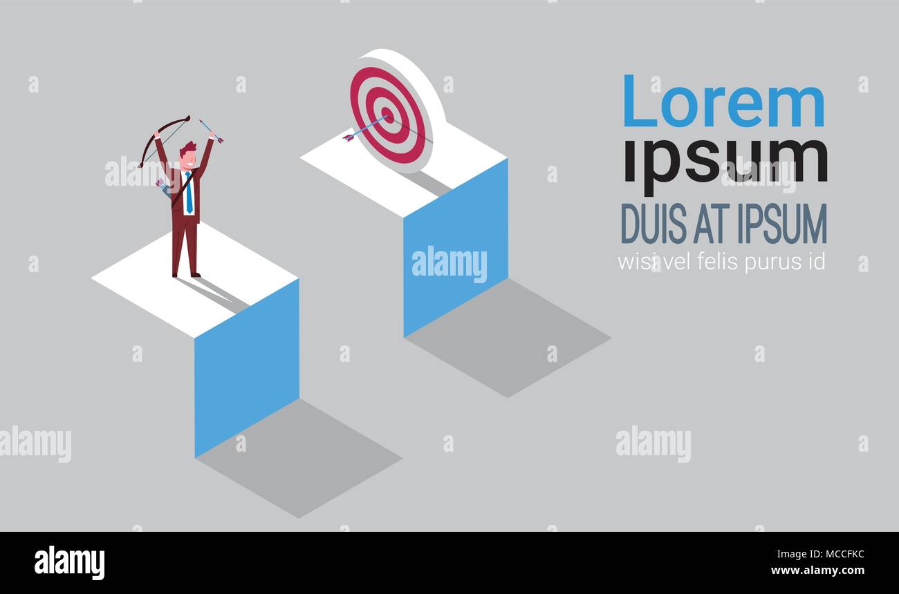 Successful Business Man Hit Arrow In Target Success Strategy And Goal ...