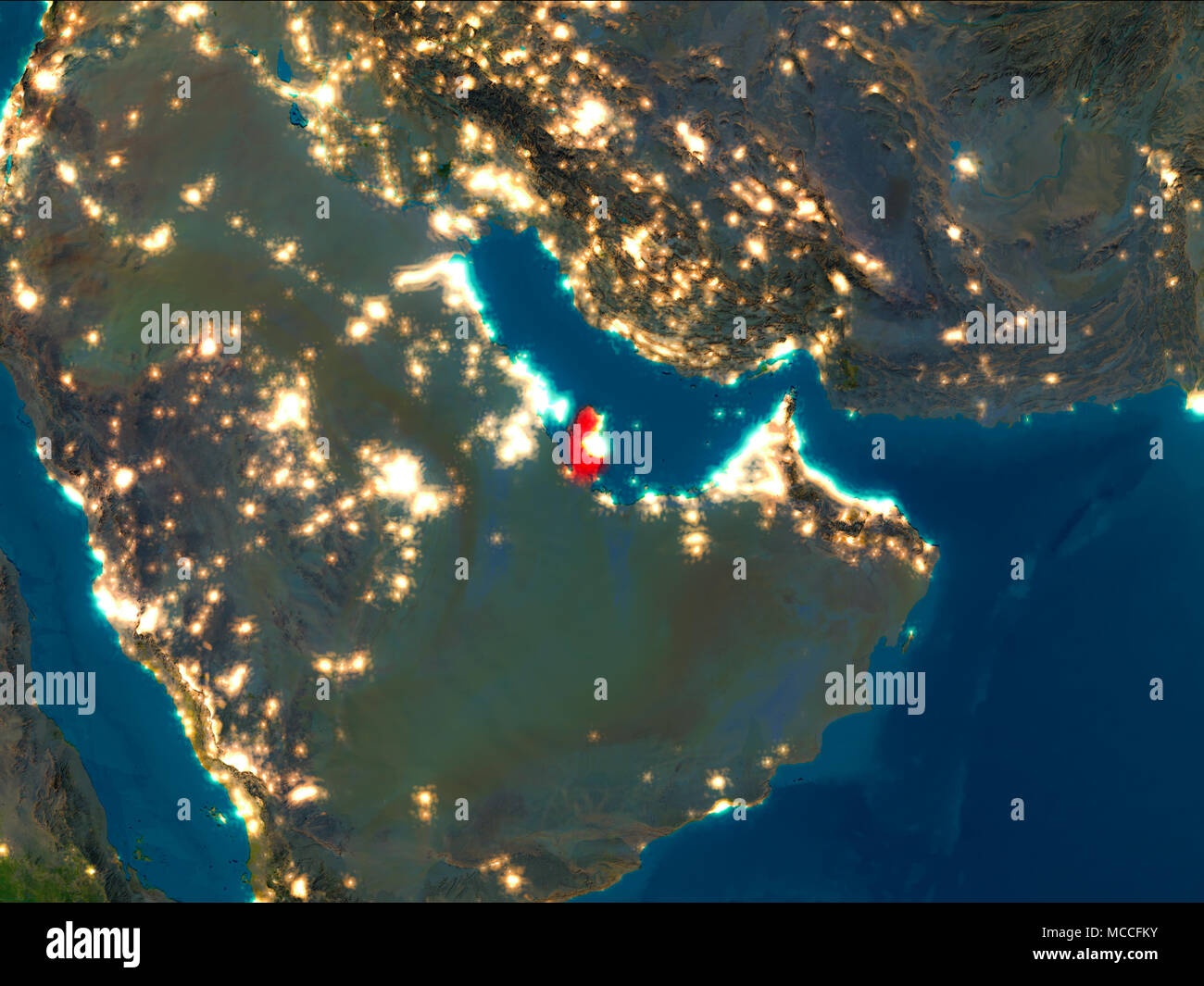 Qatar at night nasa hi-res stock photography and images - Alamy