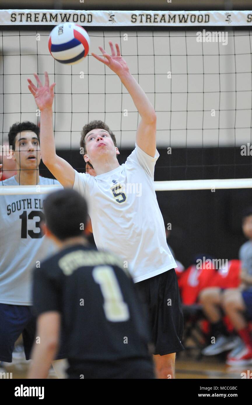 Player setting at the net for a teammate. USA Stock Photo - Alamy