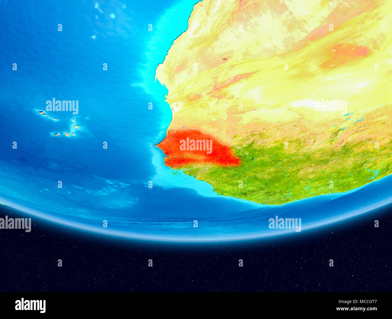 Highlighted satellite image of senegal hi-res stock photography and ...