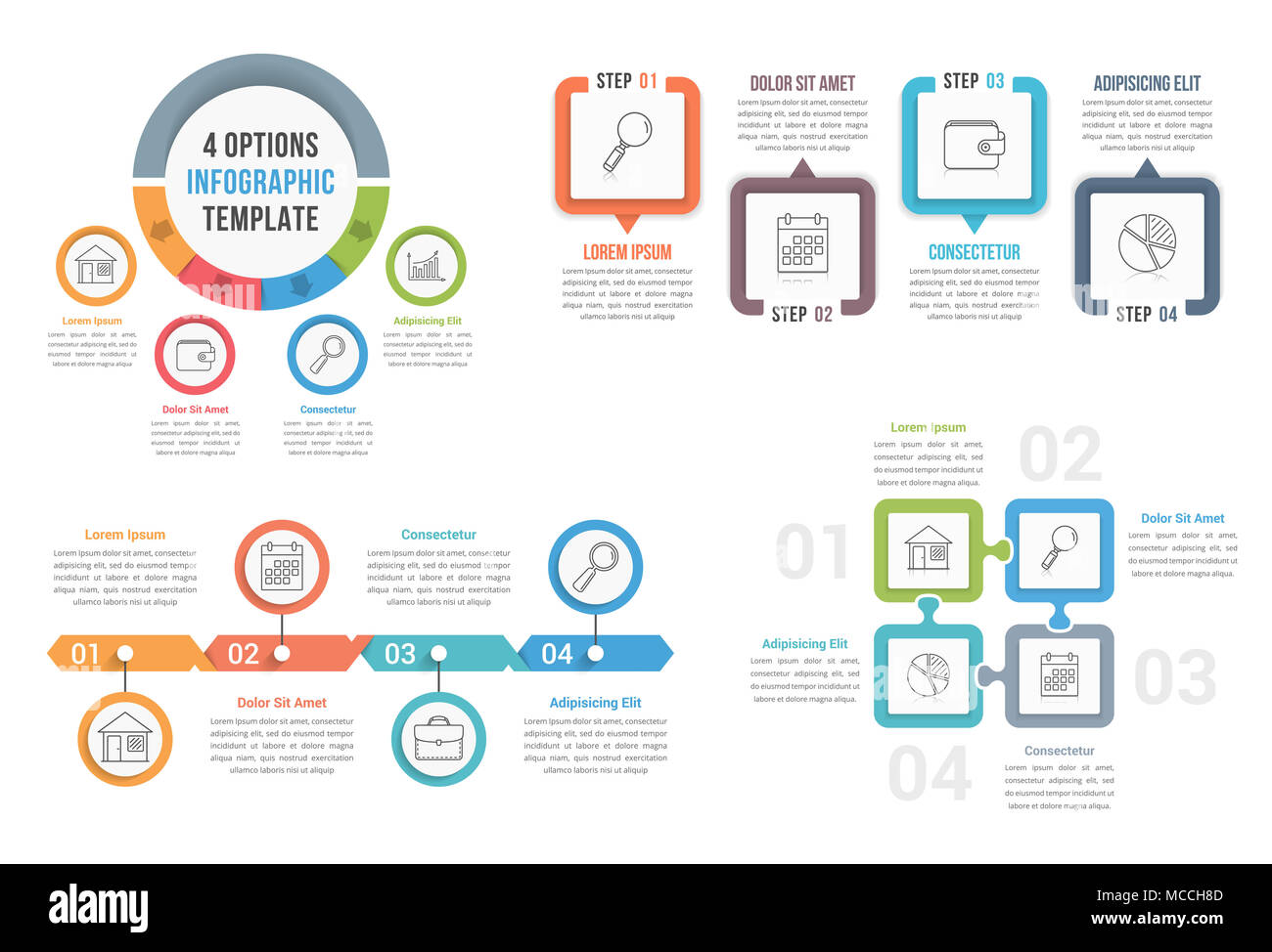 Four steps infographic templates, can be used as process, options ...