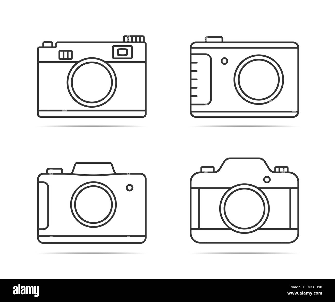 4 Camera line icons on white background, vector eps10 illustration ...