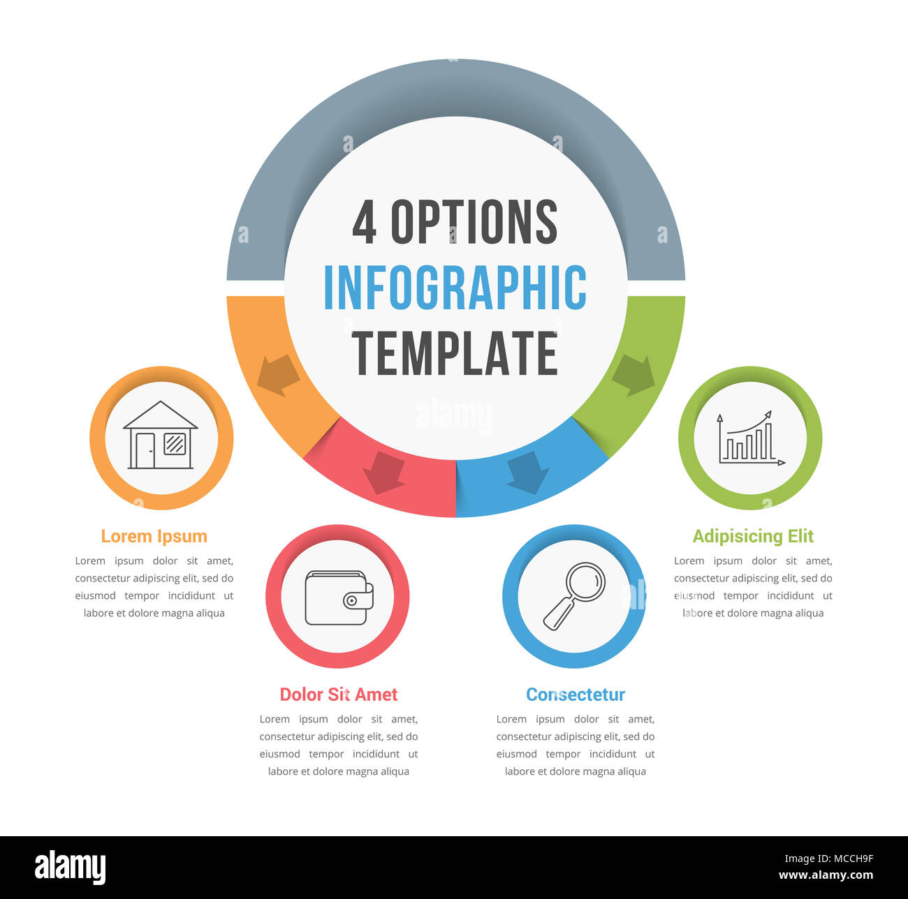 4 Options infographic template with line icons for presentations ...