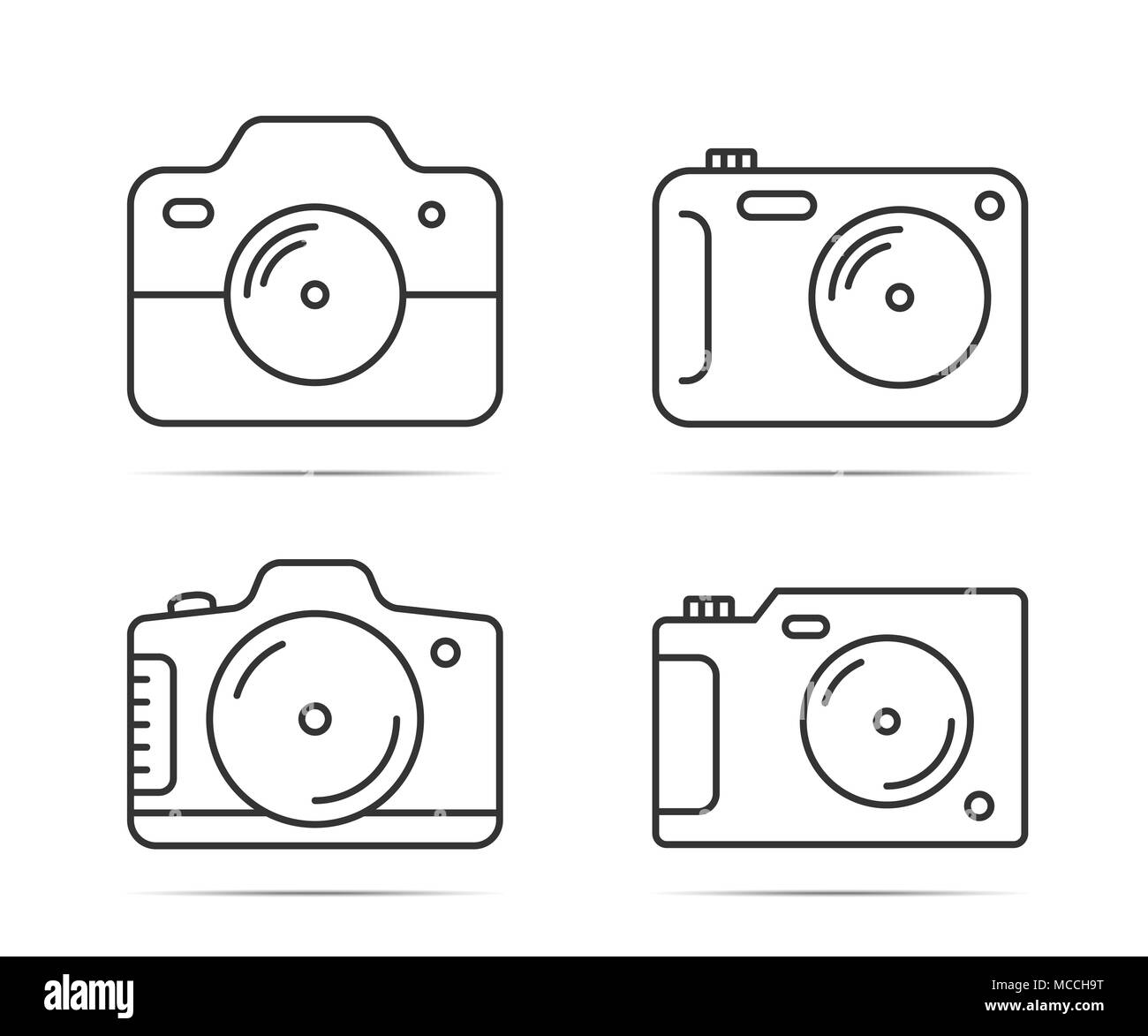 4 Camera line icons on white background, vector eps10 illustration ...