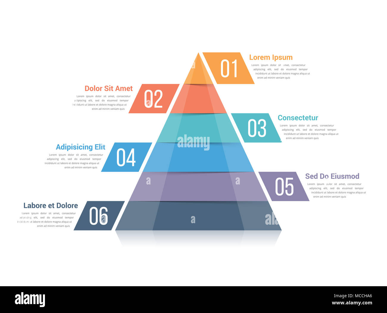 Pyramid infographic template with six elements, vector eps10 ...