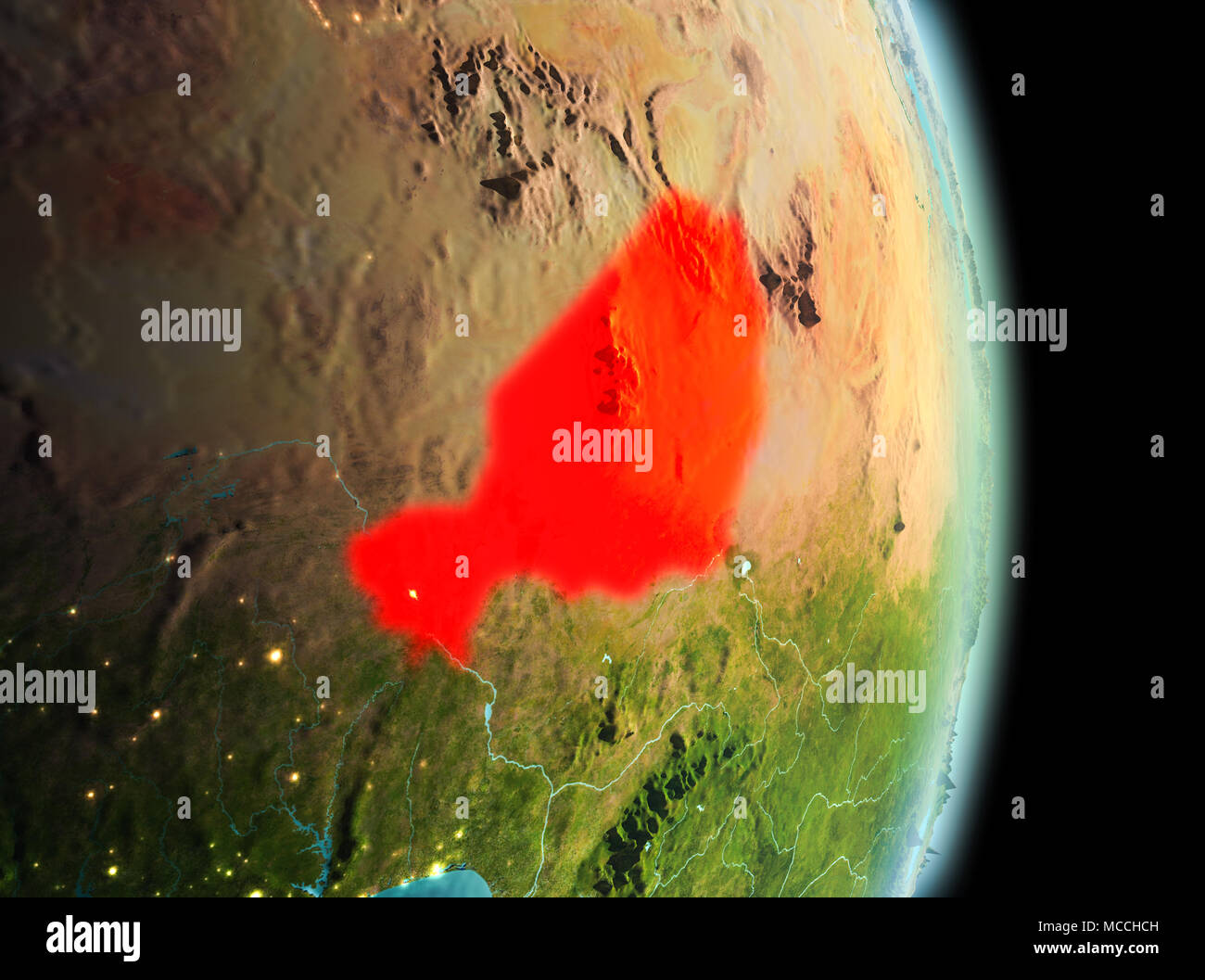 Highlighted satellite image of niger hi-res stock photography and ...