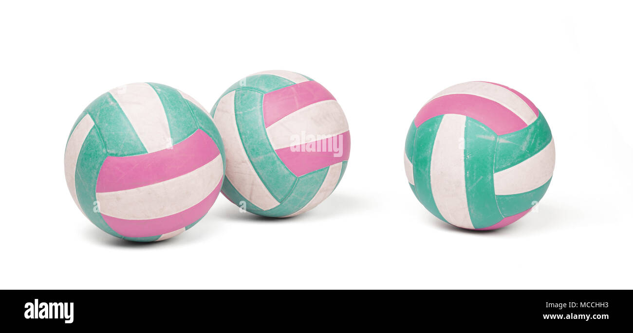Old used volleyball isolated on a white background Stock Photo - Alamy