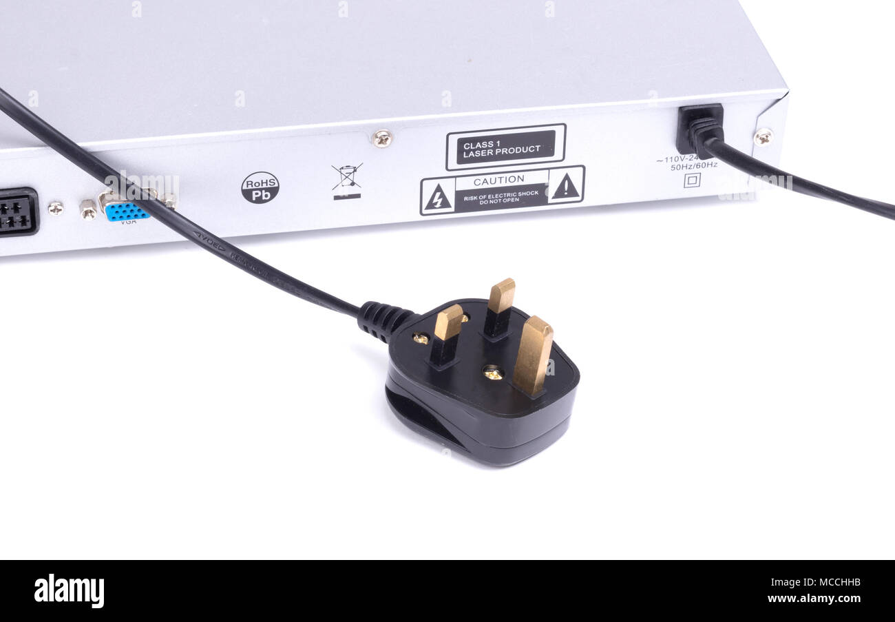 Powerplug of a DVD player isolated on a white background Stock Photo ...