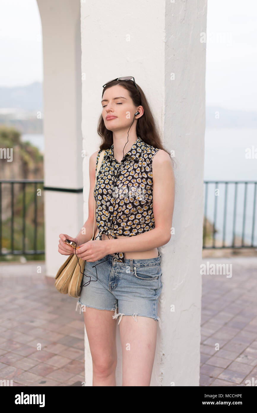 Model laughing and texting Stock Photo - Alamy