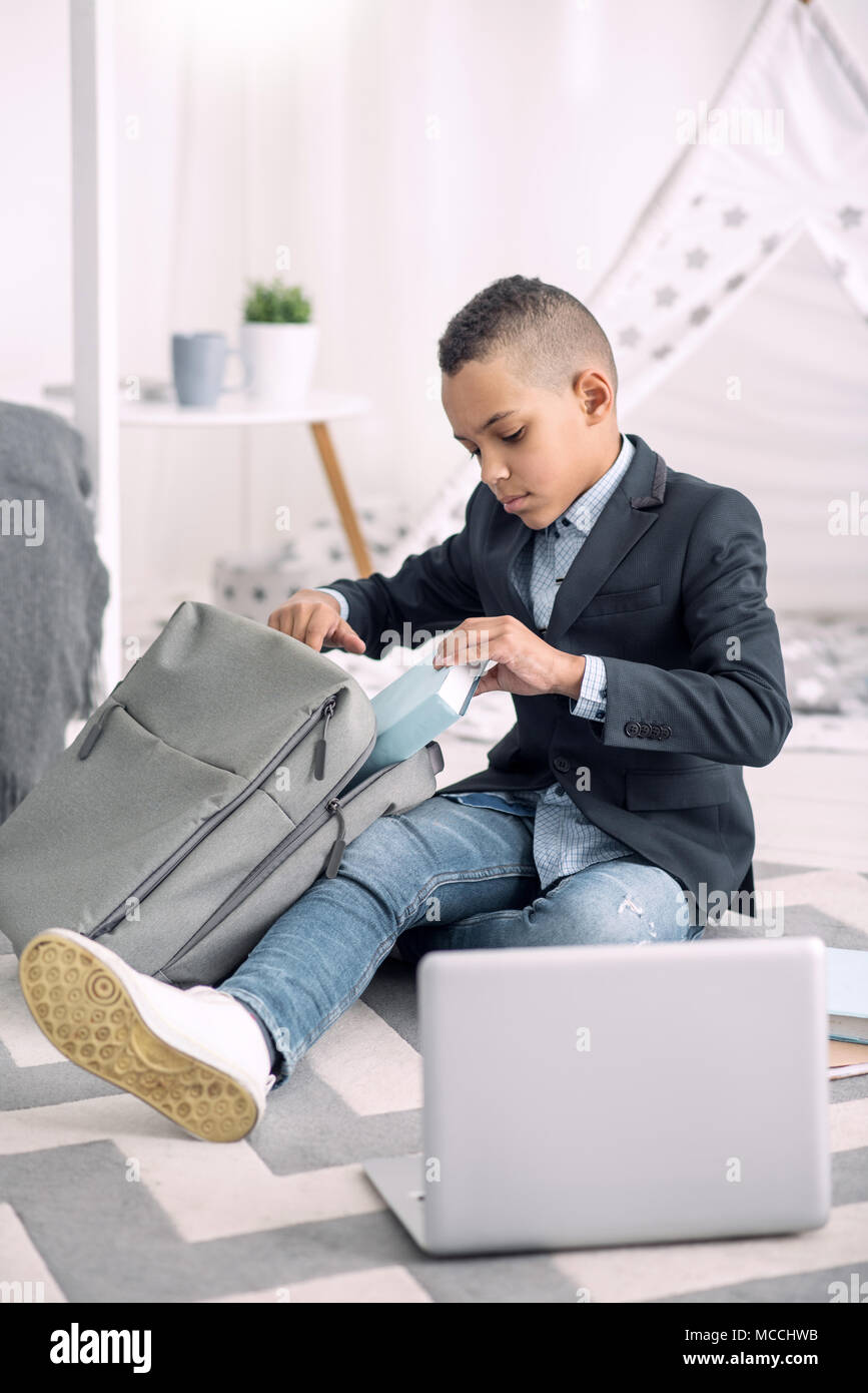 Boy getting ready to school hi-res stock photography and images - Alamy