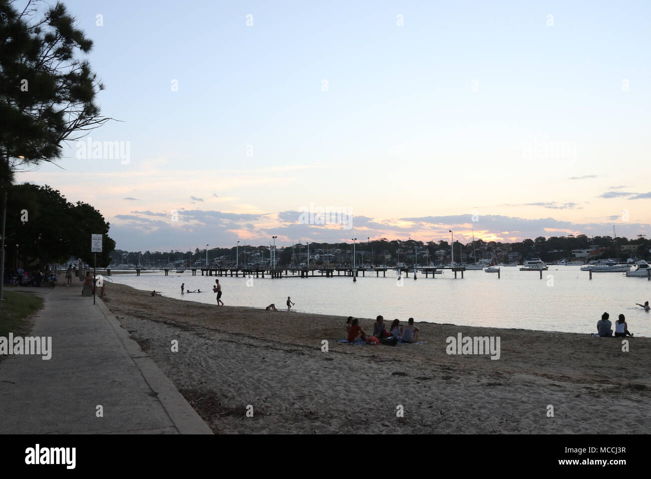 View across Gunnamatta Bay at sunset from Gunnamatta Park, Cronulla ...